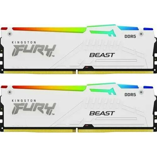 Модуль памяти Kingston 32GB DDR5 6000MHz DIMM FURY Beast White RGB KF560C40BWAK2-32 (2х16gb), CL40