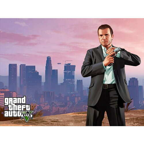 Плакат, постер на бумаге Grand Theft Auto 5 -Майкл/искусство/арт/абстракция/творчество. Размер 42 х 60 см