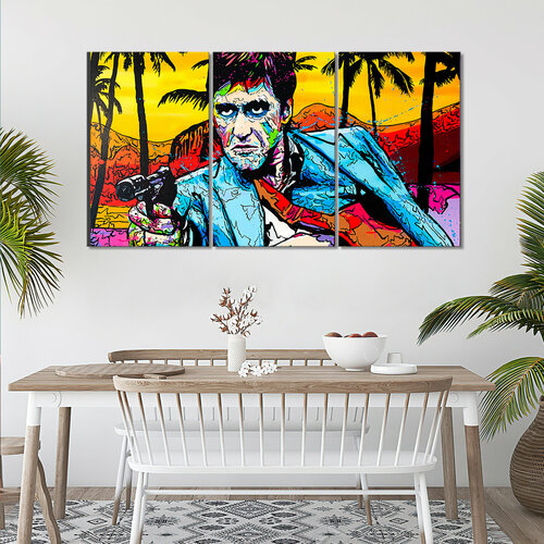 Модульная картина/Модульная картина на холсте/Модульная картина в подарок/ Красочный Tony Montana/Colorful Tony Montana90х50