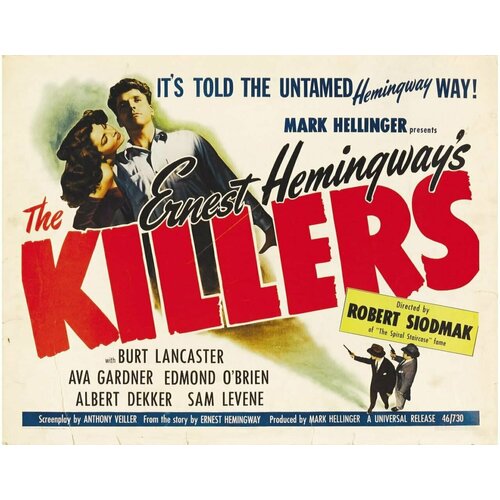 Плакат, постер на холсте Убийцы (The Killers, 1946г). Размер 21 х 30 см