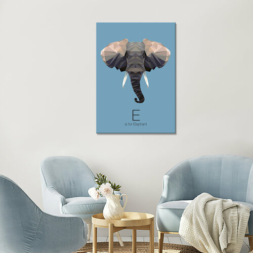 Интерьерная картина на холсте - Слон алфавит геометрический арт 50х70