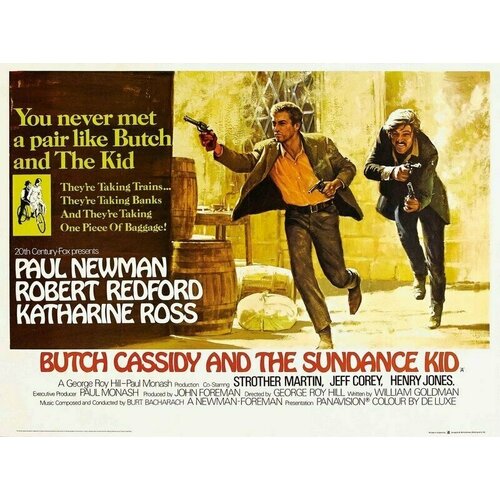 Плакат, постер на холсте Буч Кэссиди и Сандэнс Кид (Butch Cassidy and the Sundance Kid), Джордж Рой Хилл. Размер 42 х 60 см