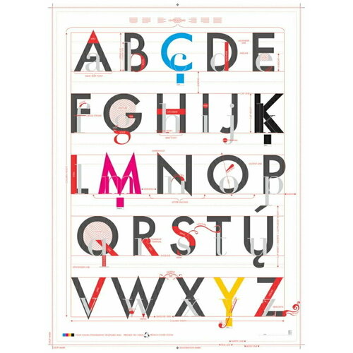 Плакат, постер на холсте Alphabet English/Английский алфавит/искусство/арт/абстракция/творчество. Размер 42 х 60 см