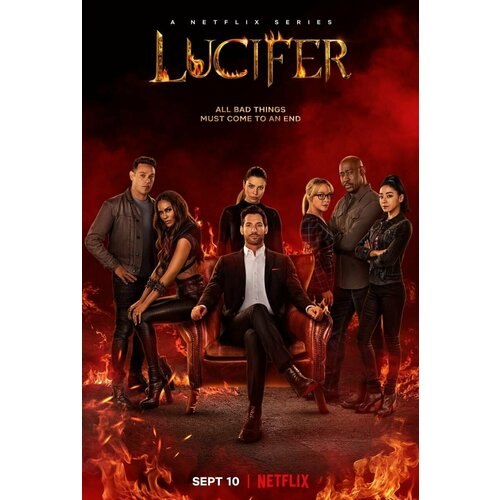 Плакат, постер на холсте Люцифер (Lucifer, с 2016г). Размер 30 х 42 см