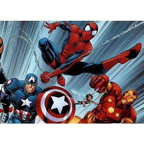 Плакат, постер на холсте Вселенная Marvel (Марвел). Размер 21 х 30 см