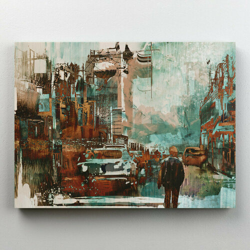 Интерьерная картина на холсте "Иллюстрация - люди гуляет по центру города" размер 30x22 см
