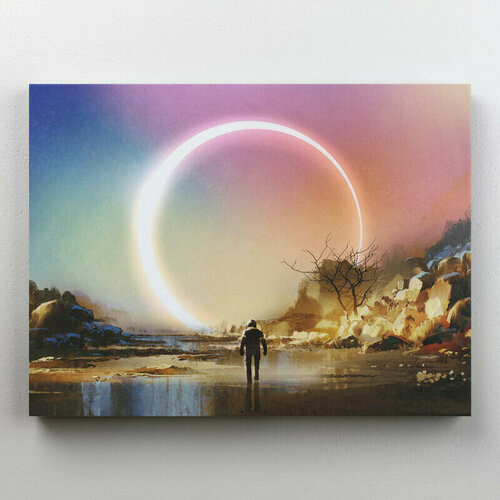 Интерьерная картина на холсте "Солнечное затмение с розовым светом" размер 60x45 см