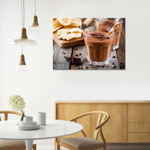Картина/Картина на холсте для интерьера/Картина на стену/Картина для кухни/ - Коктейль с шоколадом и бананом 30х40