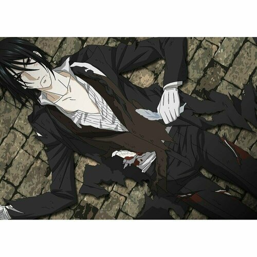 Плакат, постер на бумаге Тёмный дворецкий, Black Butler. Размер 21 х 30 см