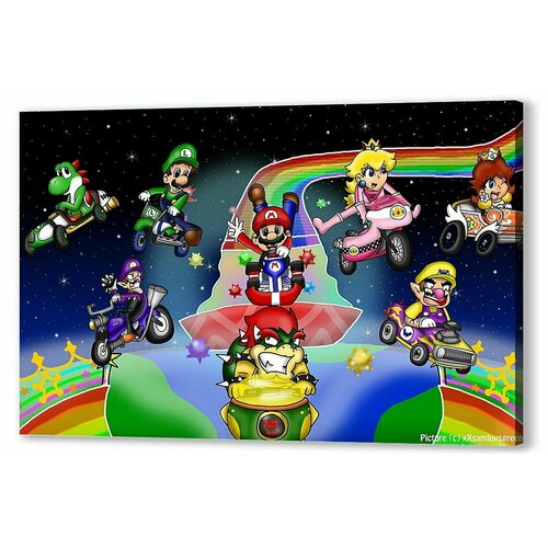Плакат, постер на холсте Mario Kart Wii. Размер 21 х 30 см