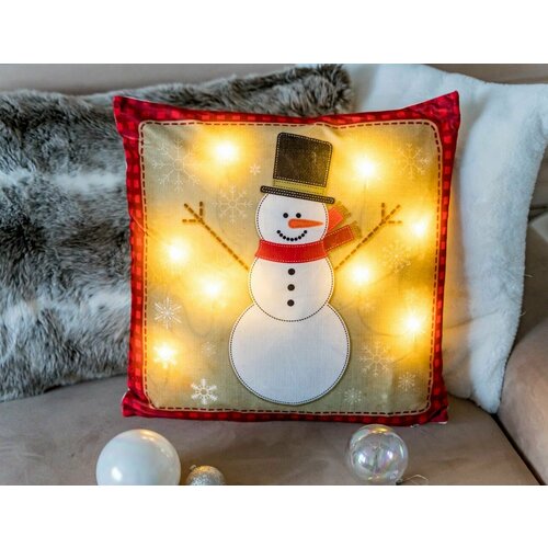 Светящаяся подушка от всего сердца, 8 тёплых белых LED-огней, 45х45 см, батарейки, Peha Magic
