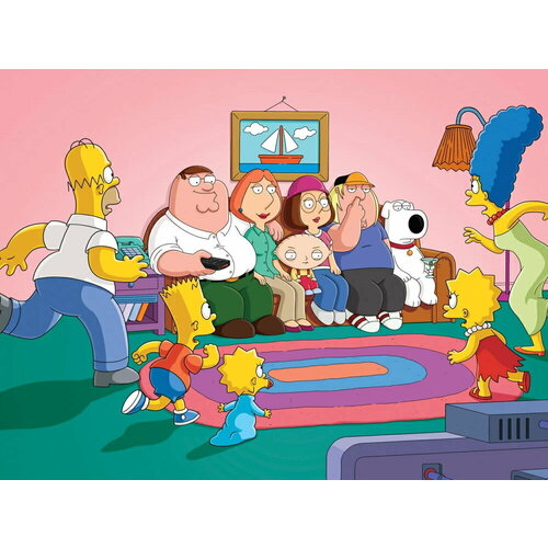 Плакат, постер на бумаге Simpsons Griffins/Симпсоны и Гриффины/комиксы/мультфильмы. Размер 21 х 30 см