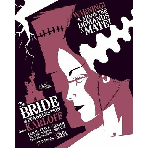 Плакат, постер на бумаге Невеста Франкенштейна (Bride of Frankenstein), Джеймс Уэйл. Размер 21 х 30 см