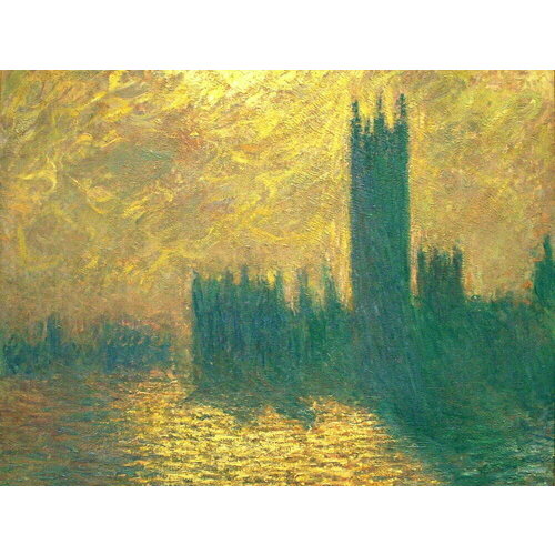 Плакат, постер на холсте Monet Claude/Лондонский Парламент в Тумане/искусство/арт/абстракция/творчество. Размер 60 на 84 см