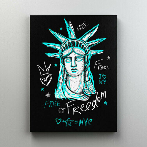Интерьерная картина на холсте "Винтажный постер - статуя Свободы" размер 22x30 см