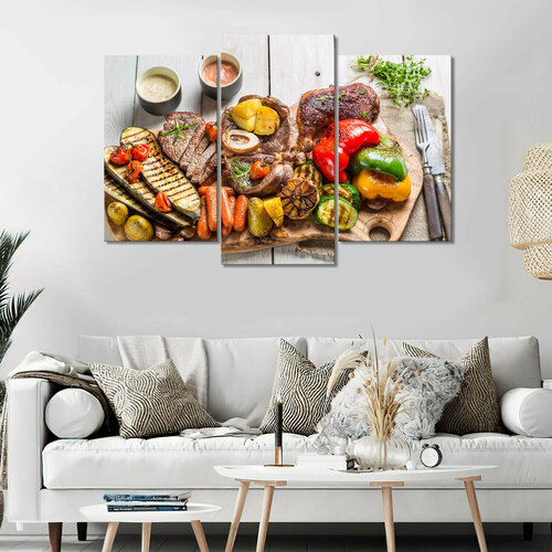 Модульная картина/Модульная картина на холсте/Модульная картина в подарок/мясо с овощами-meat with vegetables 120х80
