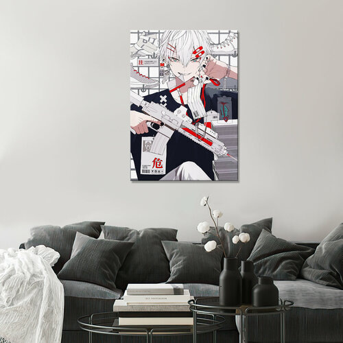 Интерьерная картина на холсте - Юноша-альбинос аниме арт 30х40