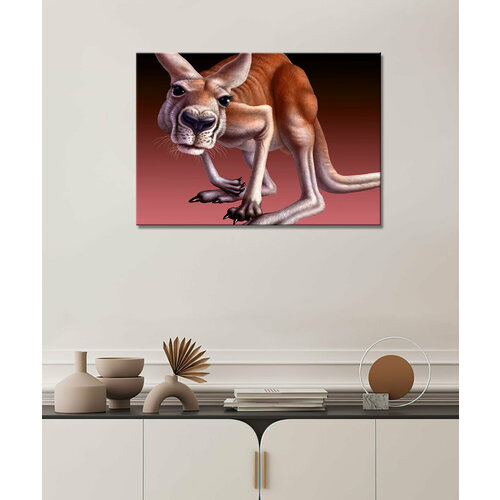 Картина - кенгуру, арт, большой кенгуру, минимализм (2) 40х60