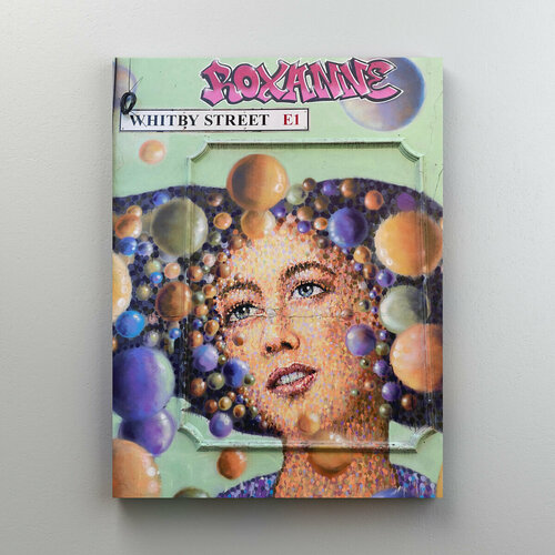 Интерьерная картина на холсте "Девушка в пузырях" граффити, размер 45x60 см