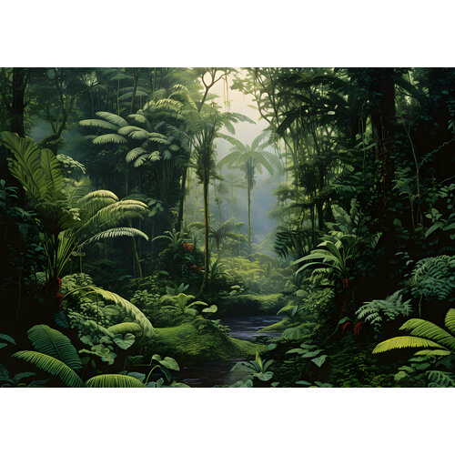 Постер - "Густые тропические леса"на холсте/ А2 / в тубусе без рамы