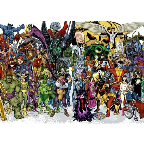 Плакат, постер на холсте Вселенная Marvel-Марвел. Размер 60 х 84 см