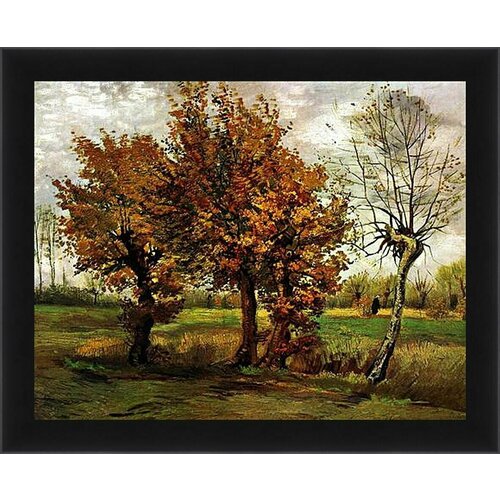 Плакат, постер на холсте Autumn Landscape with Four Trees. Винсент Ван Гог. Размер 42 на 60 см