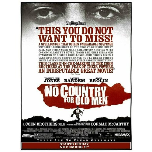 Плакат, постер на бумаге Старикам тут не место (No Country for Old Men), Итан Коэн, Джоэл Коэн. Размер 42 х 60 см