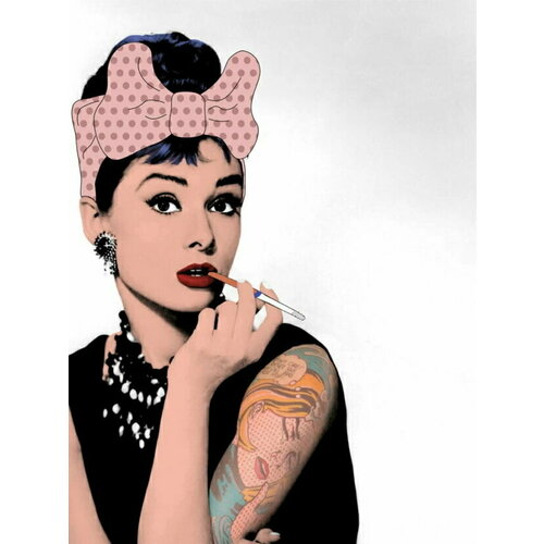 Плакат, постер на холсте Audrey Hepburn/Одри Хепбёрн/искусство/арт/абстракция/творчество. Размер 21 х 30 см