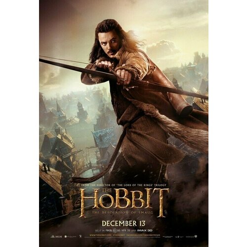 Плакат, постер на бумаге Хоббит: Пустошь Смауга (The Hobbit The Desolation of Smaug), Питер Джексон. Размер 21 х 30 см