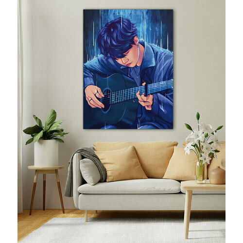Интерьерная картина на холсте "Шуга с гитарой - Suga BTS" размер 30x40 см