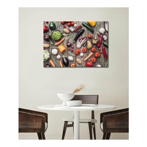 Картина на холсте с подрамником овощи на деревянном столе 50х70