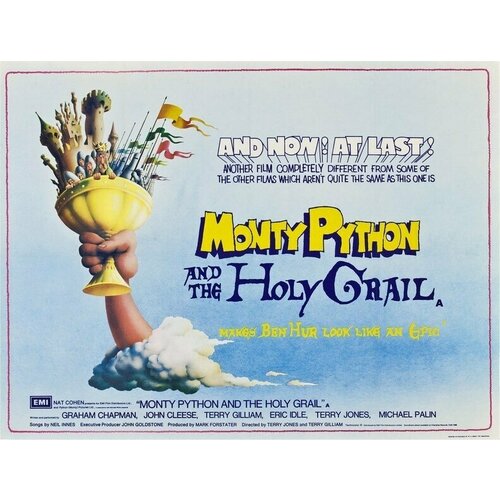 Плакат, постер на бумаге Монти Пайтон и священный Грааль (Monty Python and the Holy Grail), Терри Гиллиам, Терри Джонс. Размер 21 х 30 см