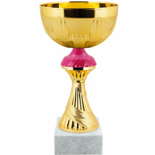 Кубок 17,5см чаша диаметр 10см золото/бордо металл, пластик, мрамор KM4101a