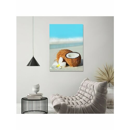 Картина на холсте с подрамником Кокос на море 30х40