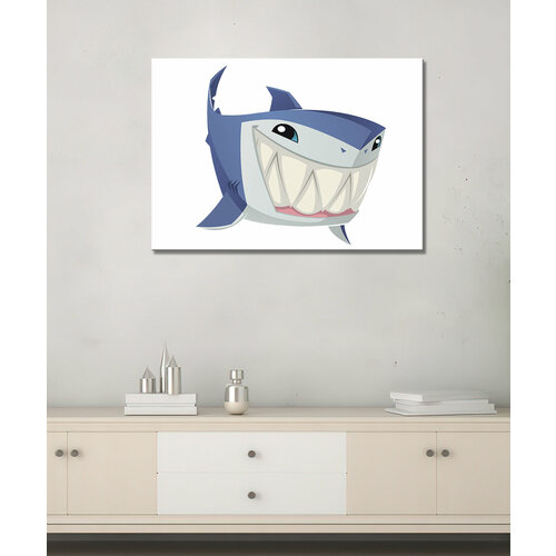 Картина - Акула, акула арт, акула рисунок, милая акула, смешная акула (9) 50х70