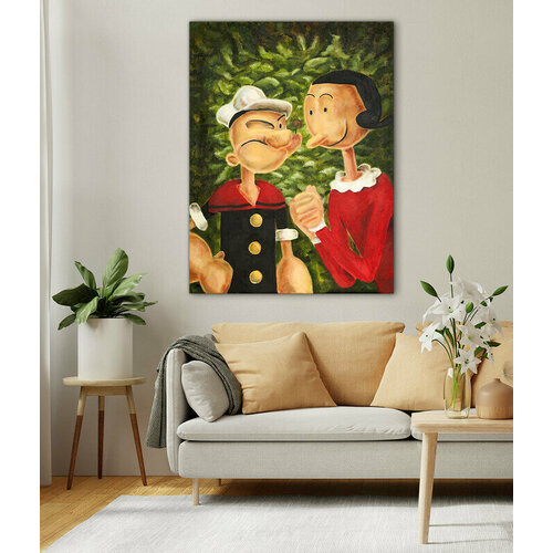 Интерьерная картина на холсте "Моряк Попай и Олив Ойл" размер 22x30 см