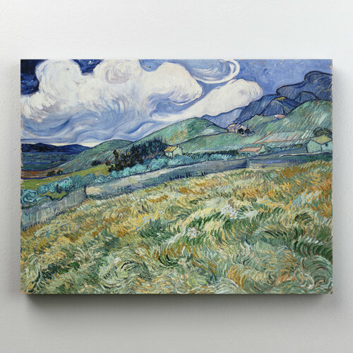 Интерьерная картина на холсте, репродукция "Пшеничное поле с кипарисом - Винсент Ван Гог" размер 60x45 см