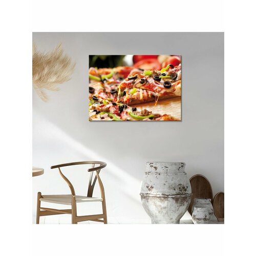 Картина на холсте с подрамником Аппетитный кусочек пиццы2 30х40