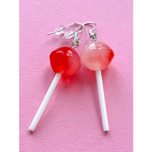 Серьги двусторонние BIJOU.STUDIO Серьги Chupa Chups, красный, белый