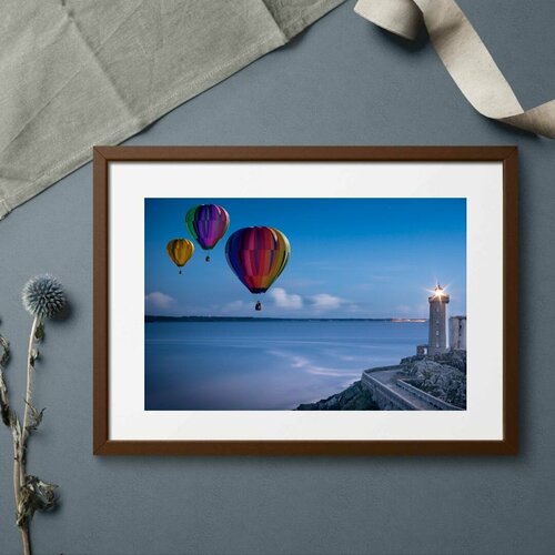 Постер "Море, маяк, воздушные шары" Cool Eshe из коллекции "Природа", плакат А3