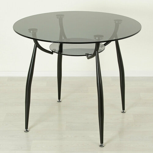 Круглый стеклянный стол Вокал 18-4 серый/черный D95