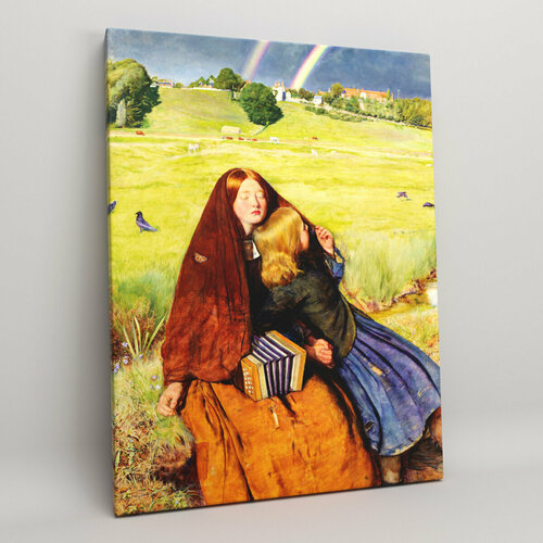 Картина на холсте (интерьерный постер) "Репродукция - Слепая девушка - Джон Эверетт Милле" живопись, с деревянным подрамником, размер 45x60 см