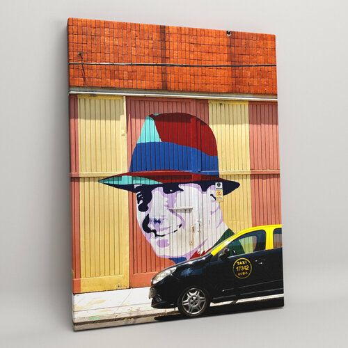 Картина на холсте (интерьерный постер) "Джентльмен - граффити" стрит арт, с деревянным подрамником, размер 30x40 см