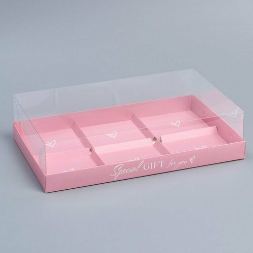 Коробка кондитерская для муссовых пирожных «Сердечки», 27 х 17.8 х 6.5 см (комплект из 15 шт)