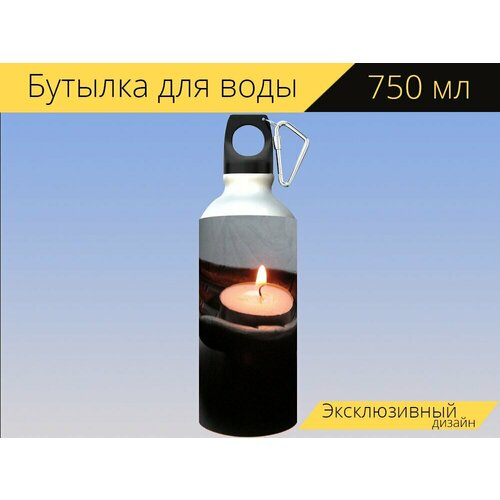 Бутылка фляга для воды "Дзен, свеча, расслабление" 750 мл. с карабином и принтом