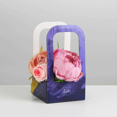 Коробка-переноска для цветов «С любовью», 12 × 12 × 22 см (комплект из 14 шт)