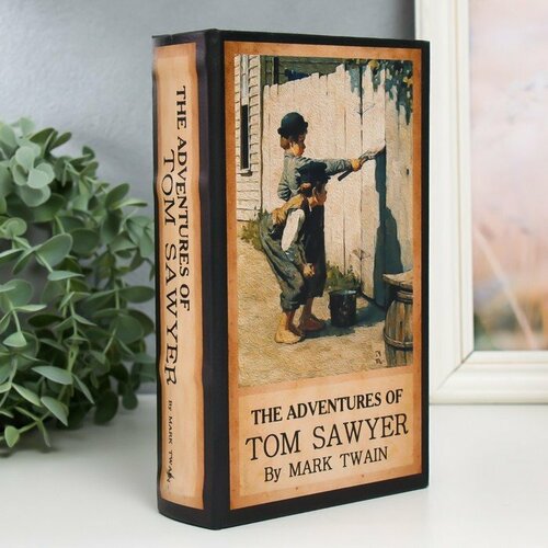 Сейф-книга дерево кожзам "Приключения Тома Сойера" 21х13х5 см (комплект из 2 шт)