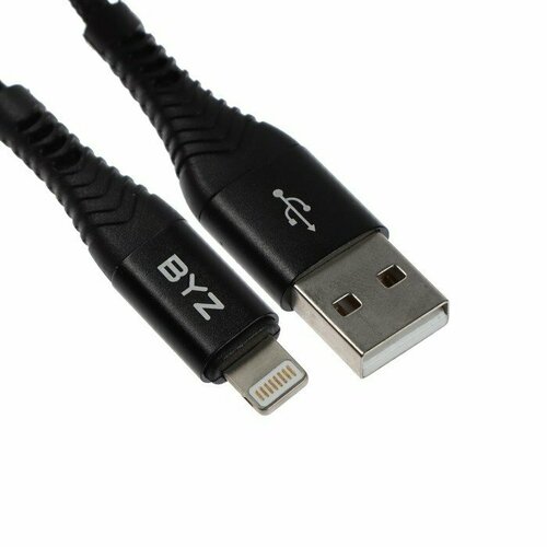 Кабель BYZ BC-029, Lightning - USB, 5 А, 1 м, нейлон, черный (комплект из 4 шт)