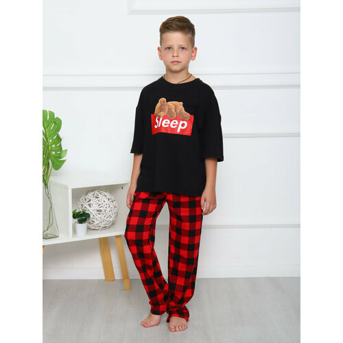 Пижама  Милаша, размер 128, красный, черный
