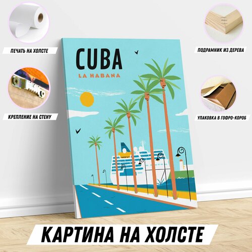 Картина на холсте Куба Гавана постер для интерьера 40*60